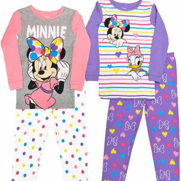 Disney | Pajamas | Disney Character Girls Children 4pc Pajama Set ...